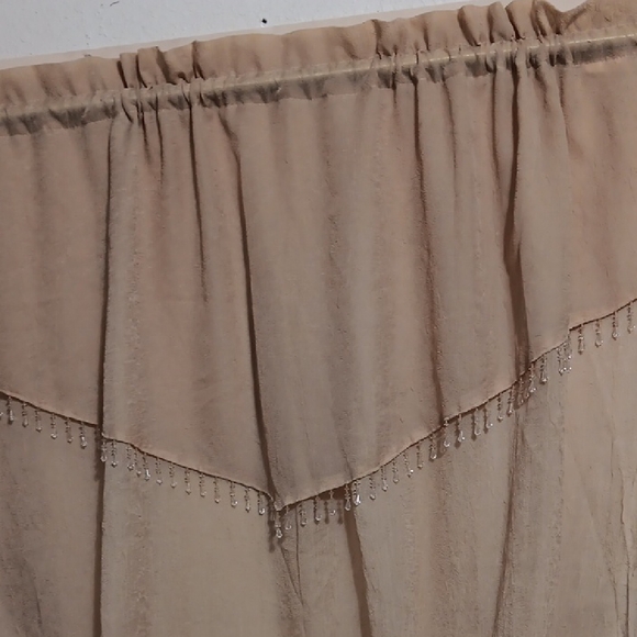 Accents | 4 Elegant Gold Sheer Curtains With Beaded Trim | Poshmark